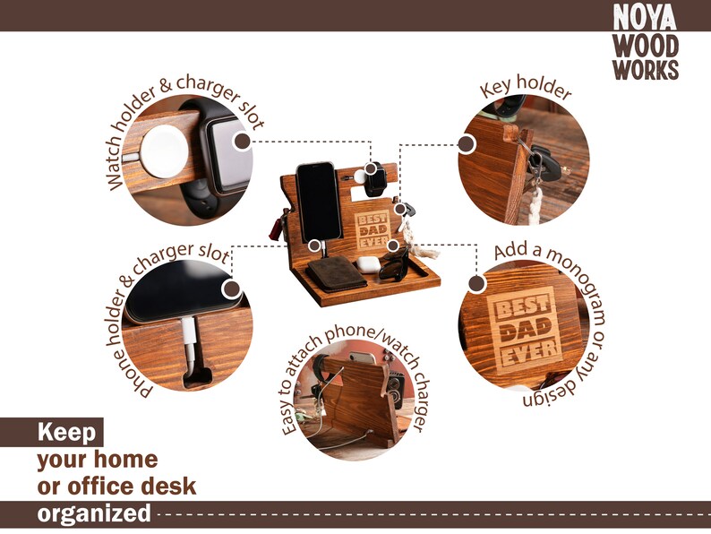 Personalized Docking Station Men, Gift for Men, Wooden Docking Station ...