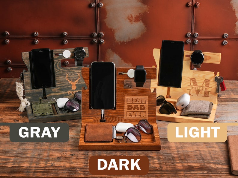 Personalized Docking Station Men, Gift for Men, Wooden Docking Station ...