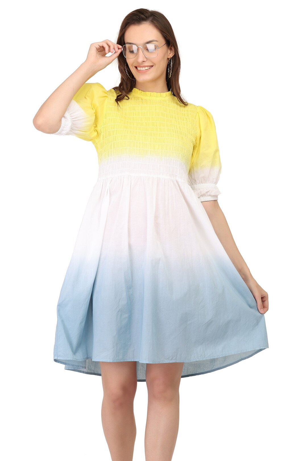 Tri Colour Ombre Tie Dye Dress in 100% Cotton Fabric - Etsy