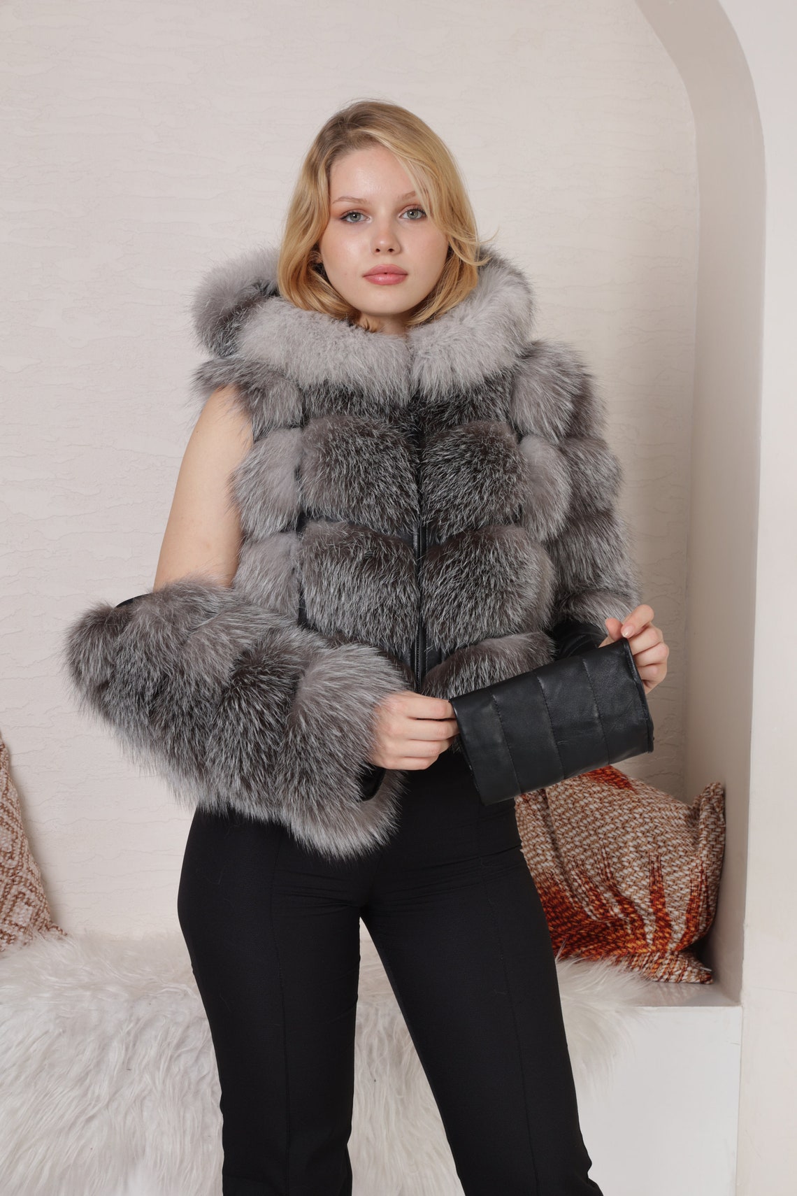 Real Frost Fox Fur Transformer Jacket: Luxury Vest & Coat - Etsy