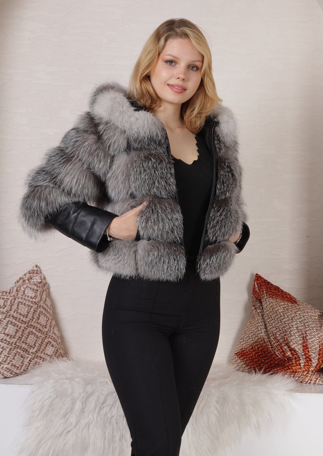 Real Frost Fox Fur Transformer Jacket: Luxury Vest & Coat - Etsy