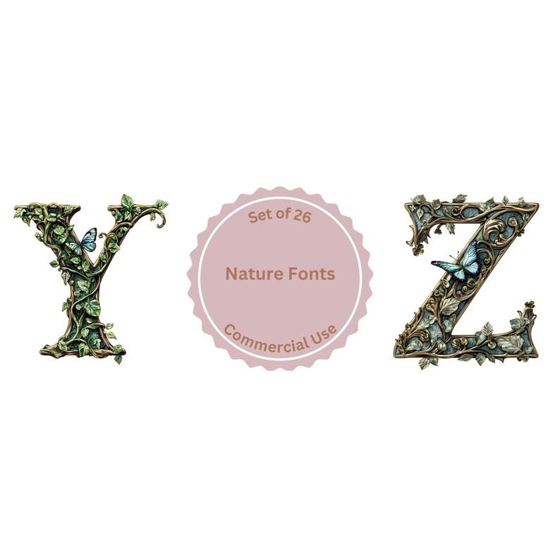 Nature Alphabet Clipart Bundle, Nature Alphabet Letters, Nature Clipart ...