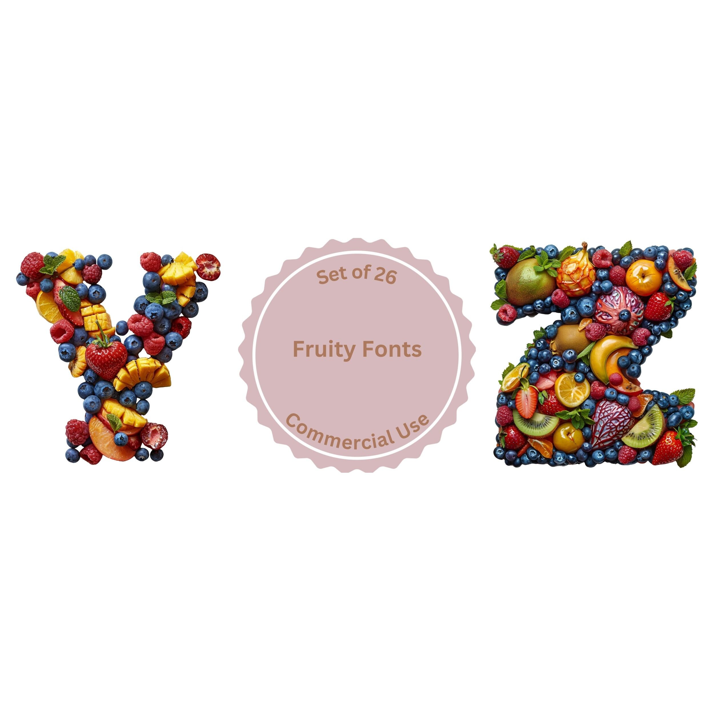 Fruit Alphabet Clipart Bundle, Fruity Alphabet Letters, Fruitthemed ...