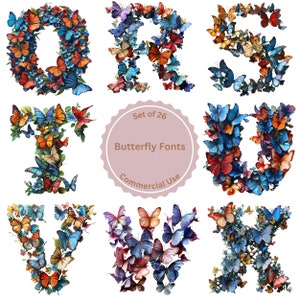 Butterfly Alphabet Clipart Bundle, Butterfly Alphabet Letters ...