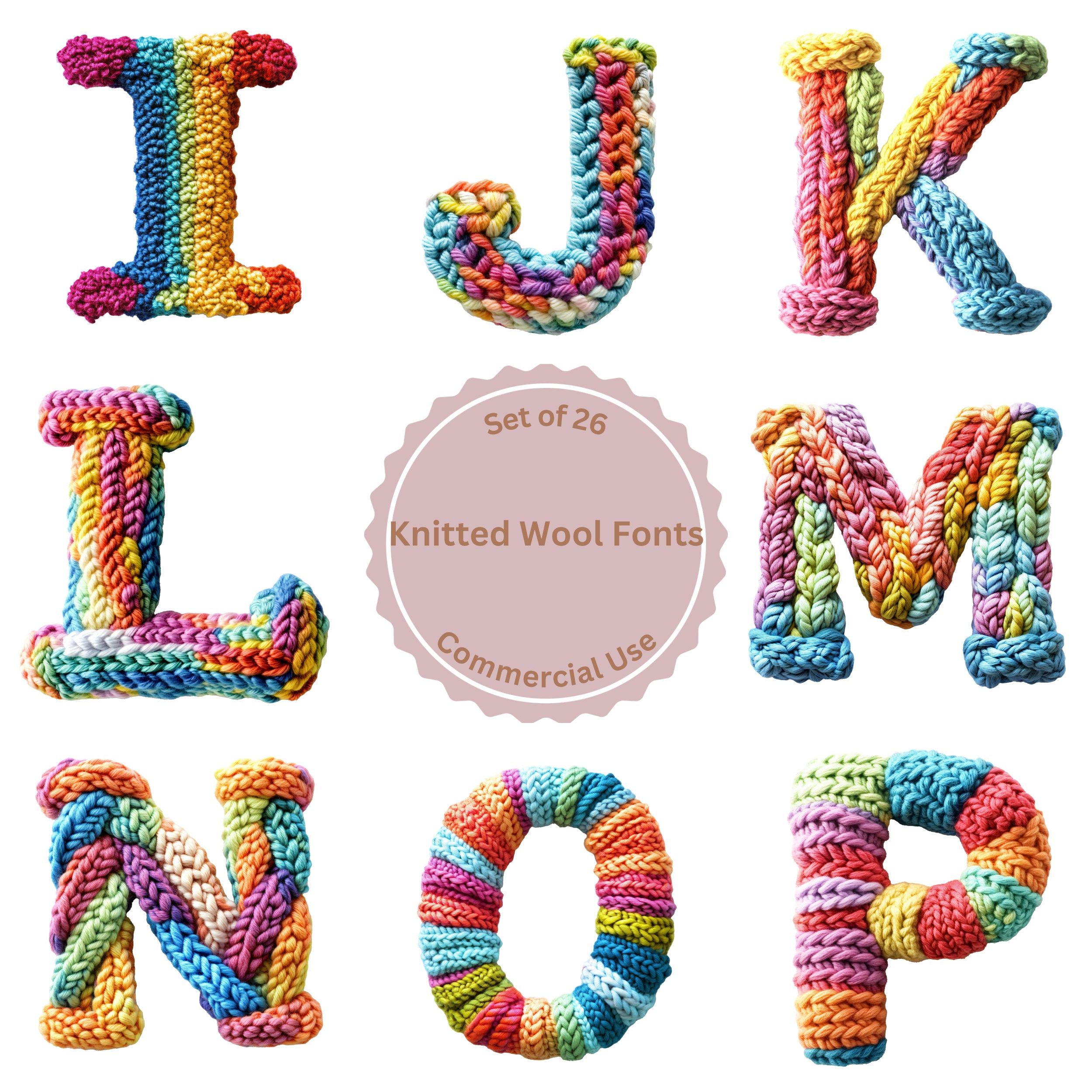 Knitted Wool Alphabet Clipart Bundle, Patchwork Alphabet, Stitched ...