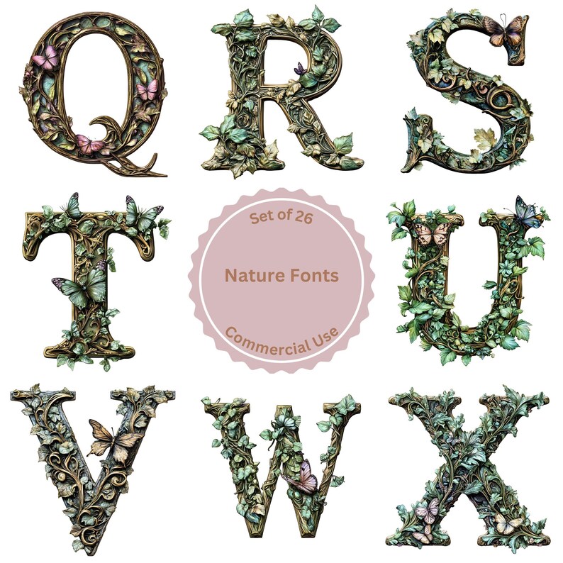 Nature Alphabet Clipart Bundle, Nature Alphabet Letters, Nature Clipart ...
