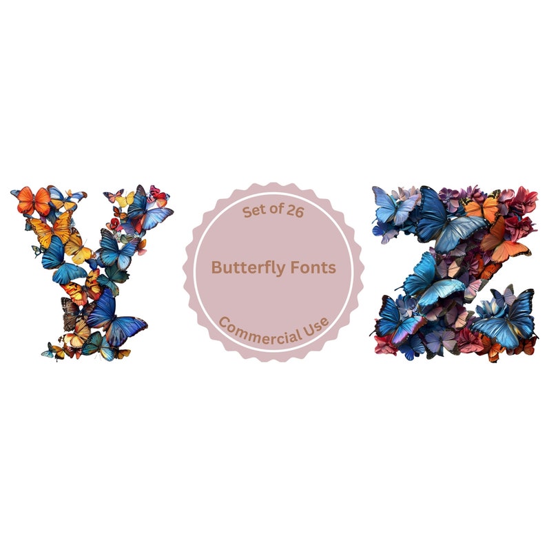 Butterfly Alphabet Clipart Bundle, Butterfly Alphabet Letters ...