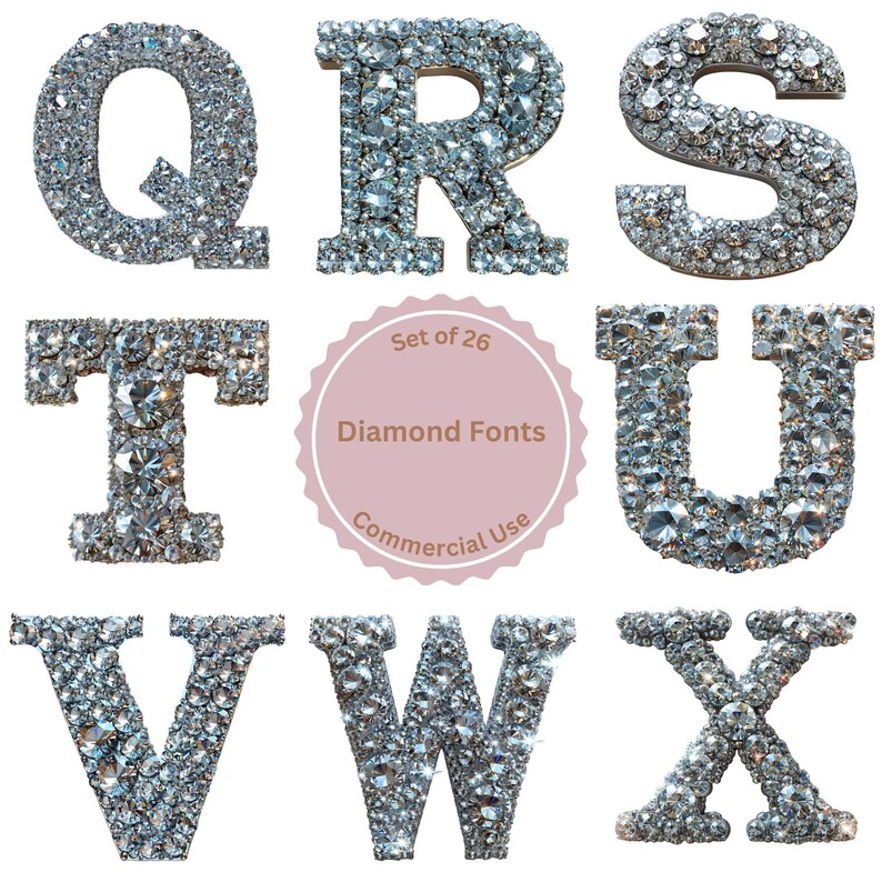 Diamond Alphabet Clipart Bundle, Diamond Alphabet Letters, Diamond ...