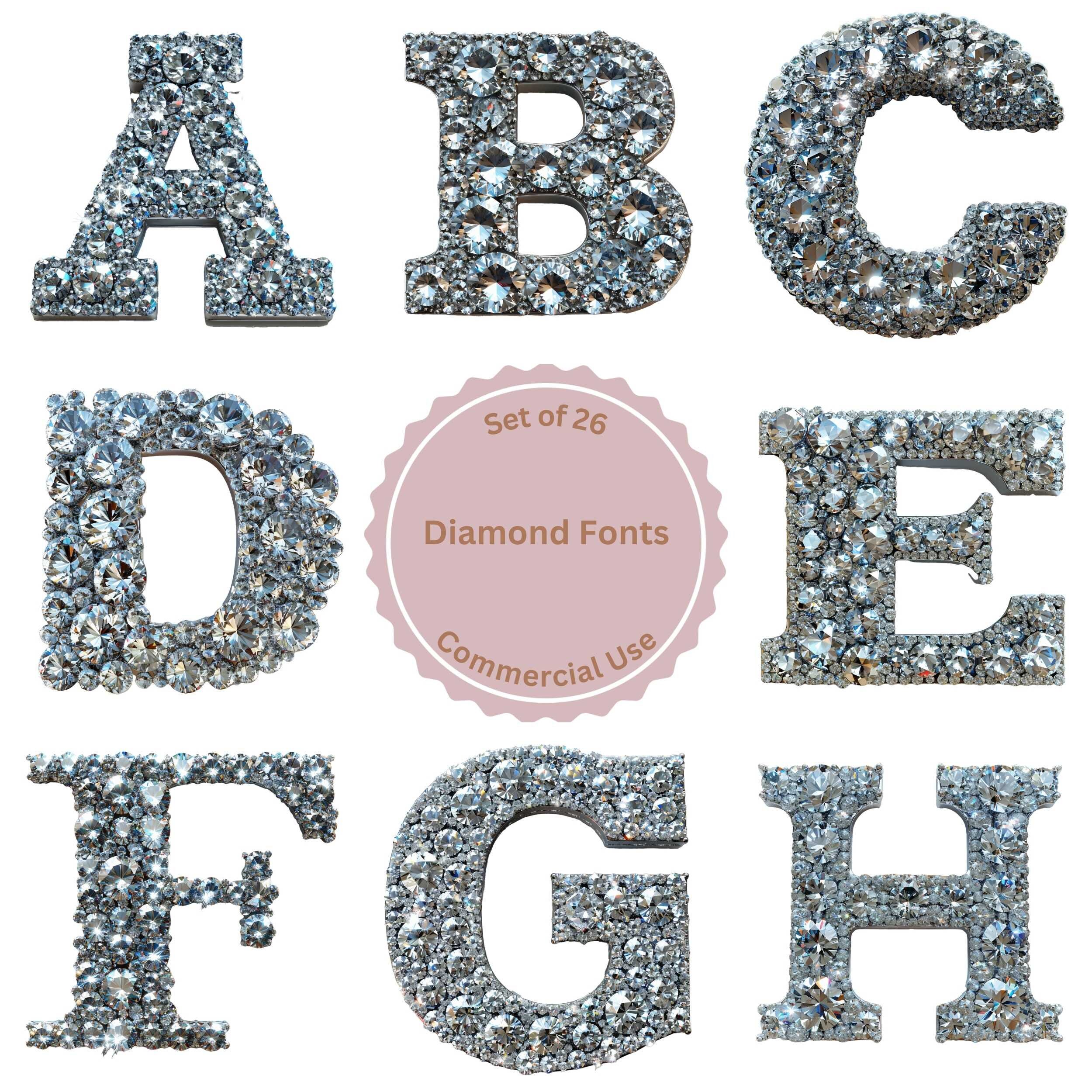 Diamond Alphabet Clipart Bundle, Diamond Alphabet Letters, Diamond Clipart Graphics, for Cards ...