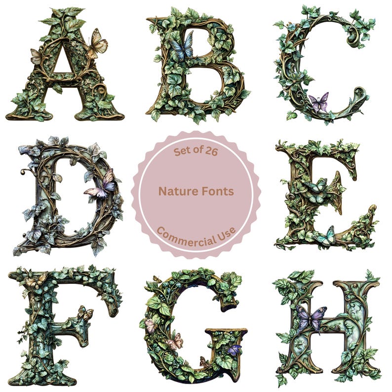Nature Alphabet Clipart Bundle, Nature Alphabet Letters, Nature Clipart ...