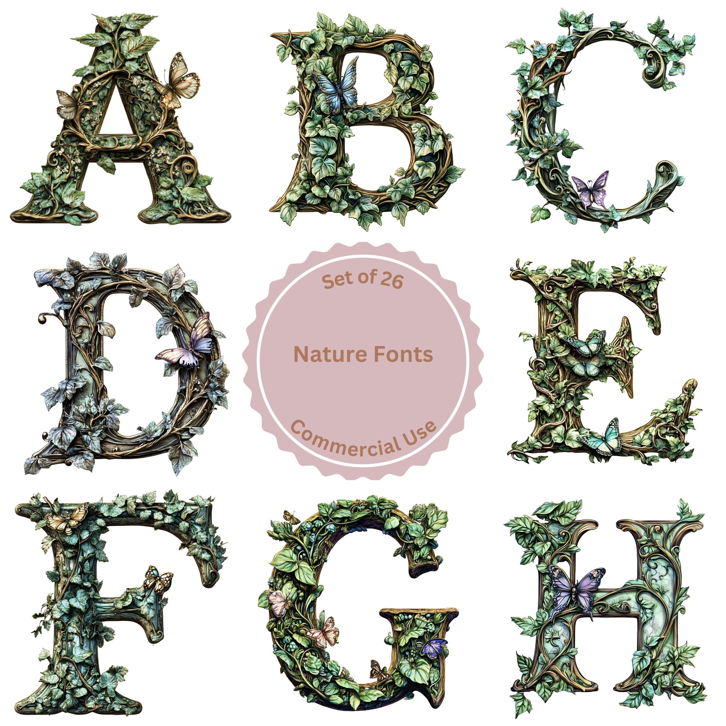 Nature Alphabet Clipart Bundle, Nature Alphabet Letters, Nature Clipart ...