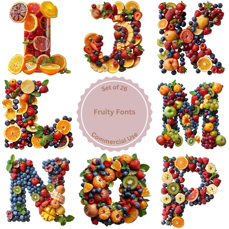 Fruit Alphabet Clipart Bundle, Fruity Alphabet Letters, Fruitthemed ...