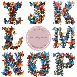 Butterfly Alphabet Clipart Bundle, Butterfly Alphabet Letters ...