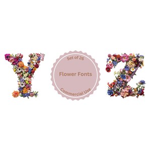 Floral Alphabet Clipart Bundle, Flower Font Style, Floral Themed ...