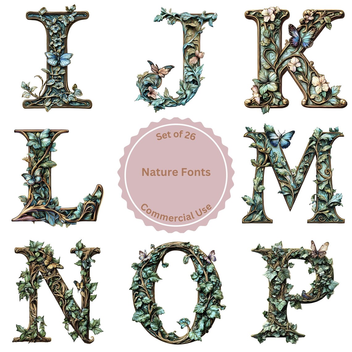 Nature Alphabet Clipart Bundle, Nature Alphabet Letters, Nature Clipart ...
