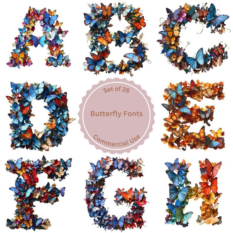 Butterfly Alphabet Clipart Bundle, Butterfly Alphabet Letters ...