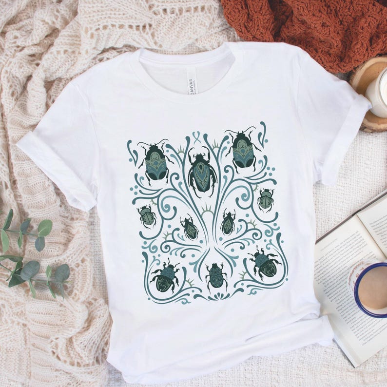 Beetle Folklore Tshirt Garden Goblincore Folk Art Bug Tee Whimsical ...