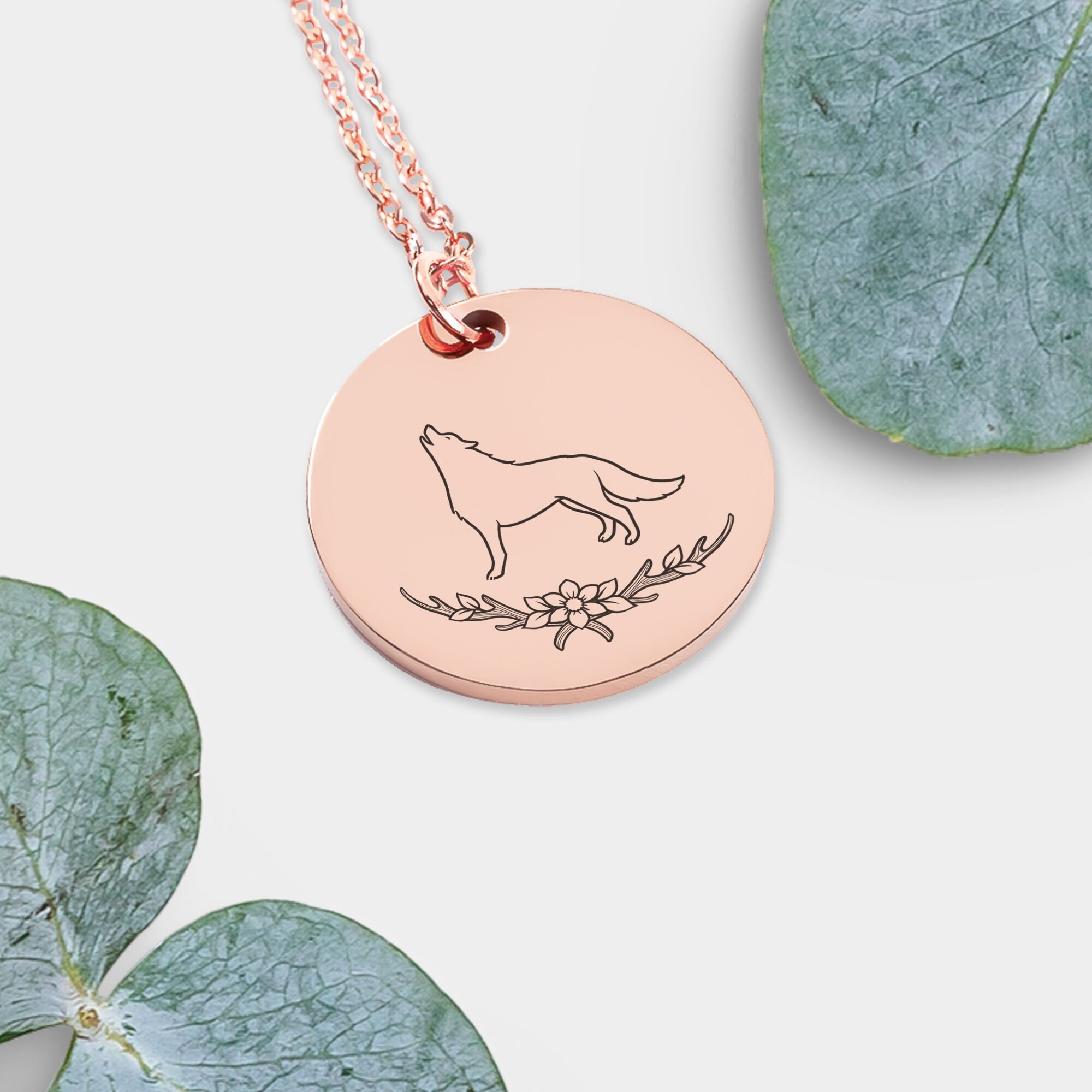 Engraved Wolf Necklace Custom Nordic Style Pendant Scandinavian Design ...