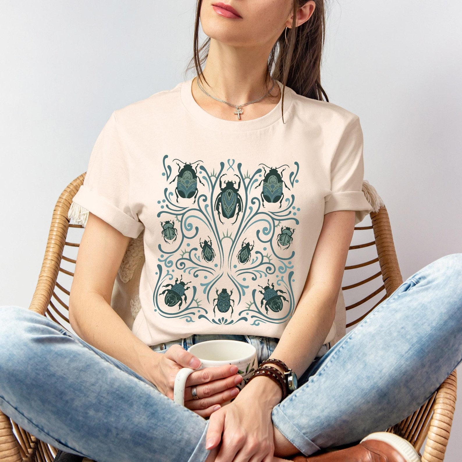 Beetle Folklore Tshirt Garden Goblincore Folk Art Bug Tee Whimsical ...