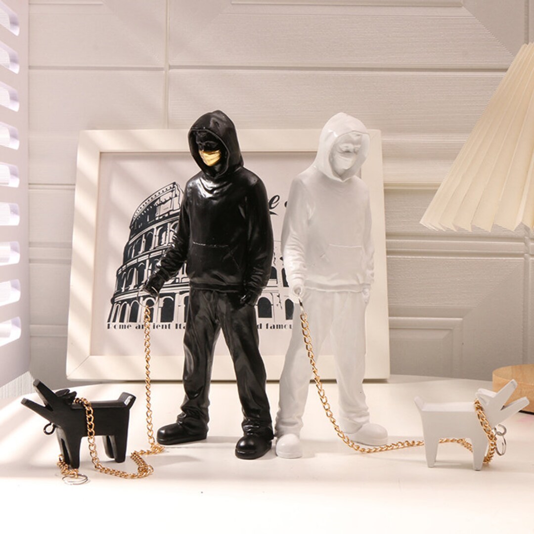 Banksy Statue, Man and Dog in Resin, Original Sculpture, Modern Urban ...