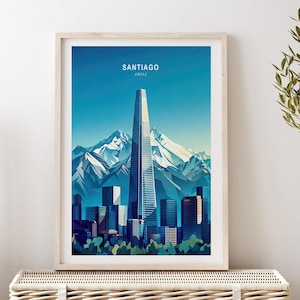 Santiago Chile Travel Poster, Santiago Wall Art Print, Chile Travel ...