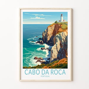 Cabo Da Roca Portugal Travel Print, Cabo Da Roca Coast Poster Print ...