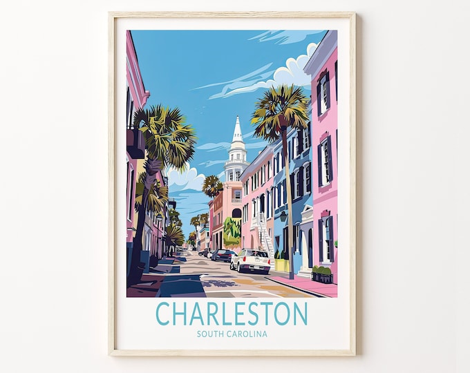 Charleston Print, Charleston Travel Print, Poster South Carolina ...