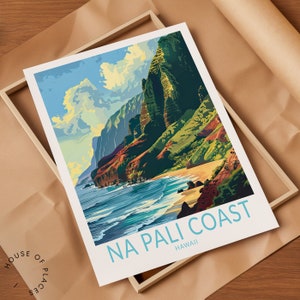 Na Pali Coast Travel Poster, Hawaii Print, Na Pali Coast Hawaii Wall ...