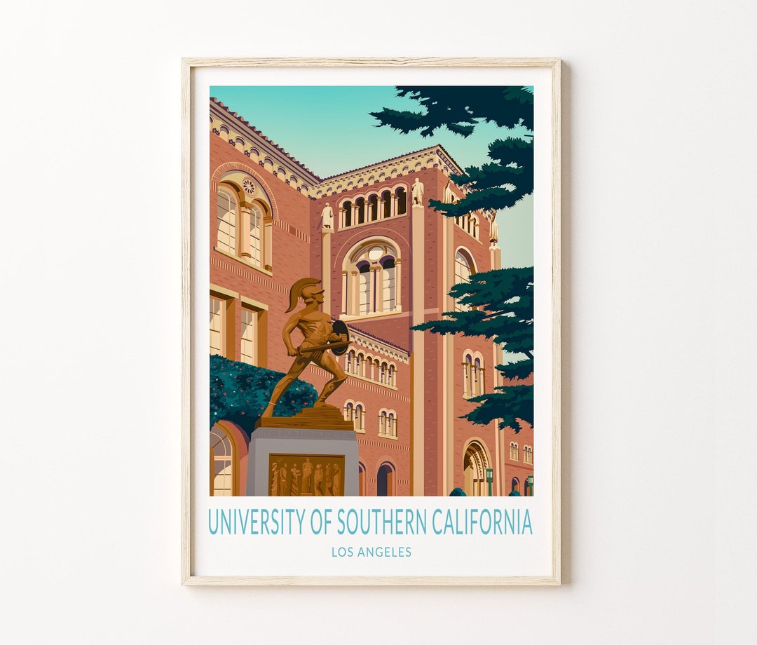 USC Los Angeles Poster, USC California Travel Wall Art, University ...