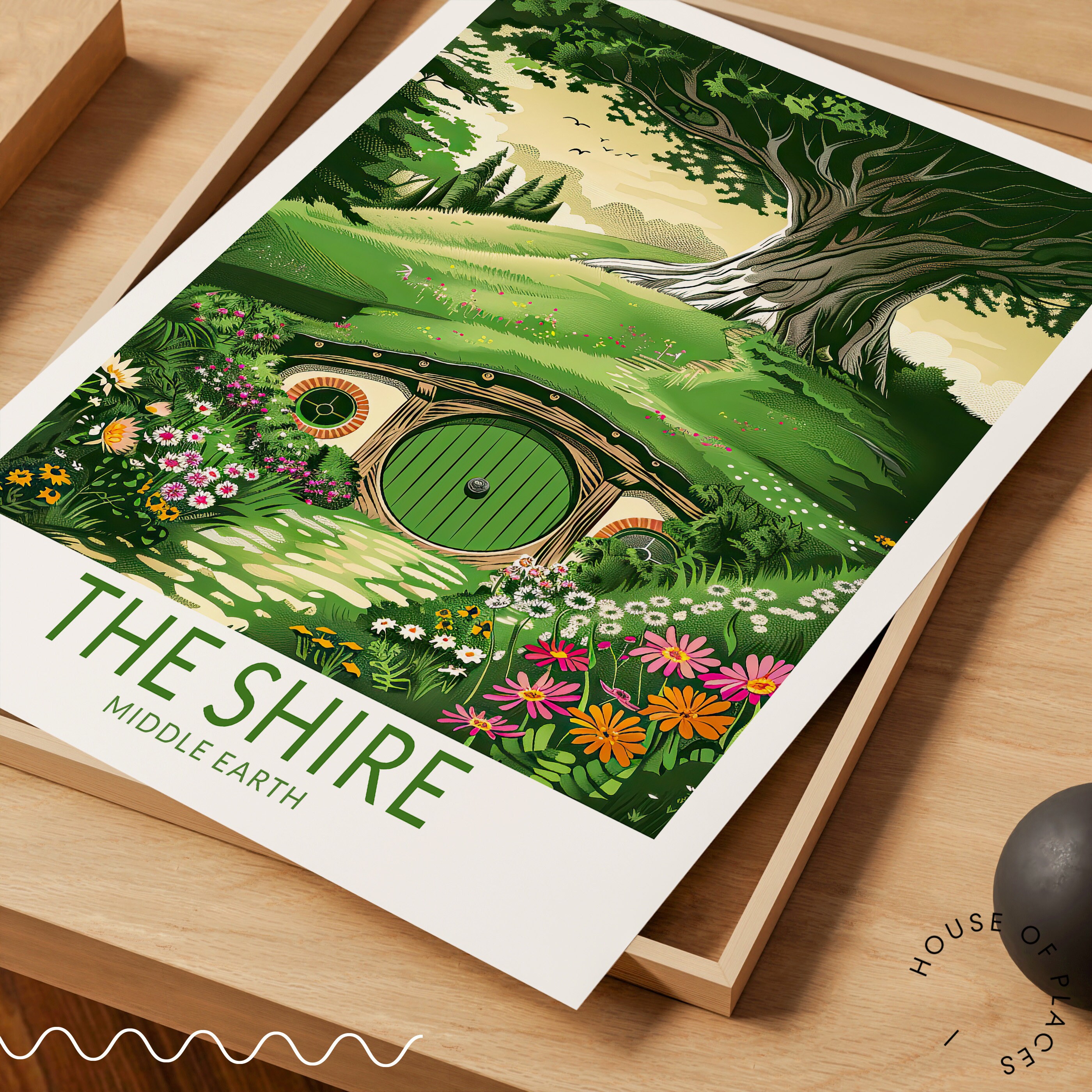 The Shire Travel Poster, Middle Earth Print, New Zealand City Wall ...