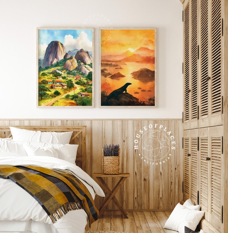 Idanre Hills Nigeria Watercolor Travel Poster | Idanre Hills Village ...
