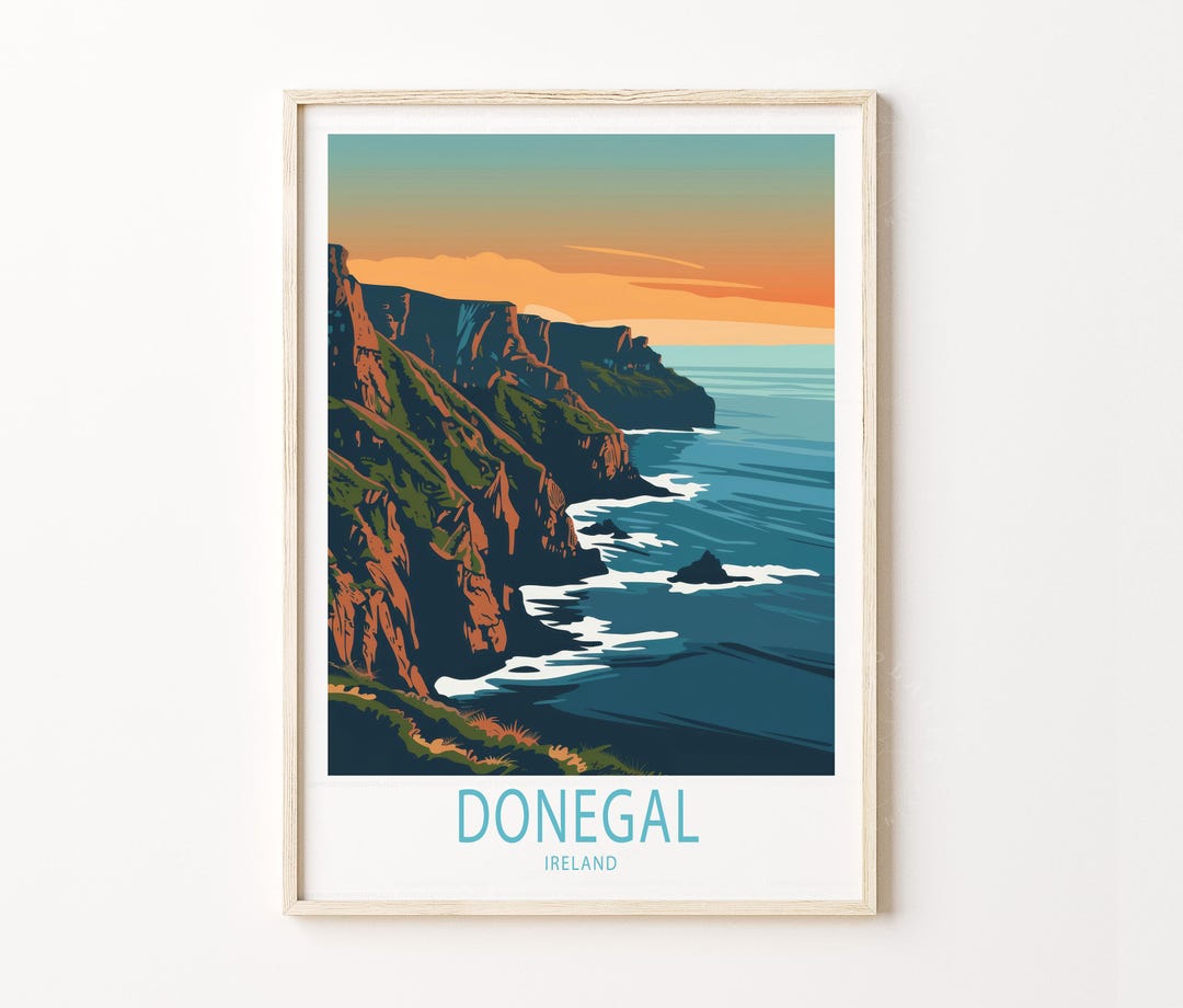 Donegal Travel Poster, Ireland Sunset Wall Art, Donegal Ireland Print ...