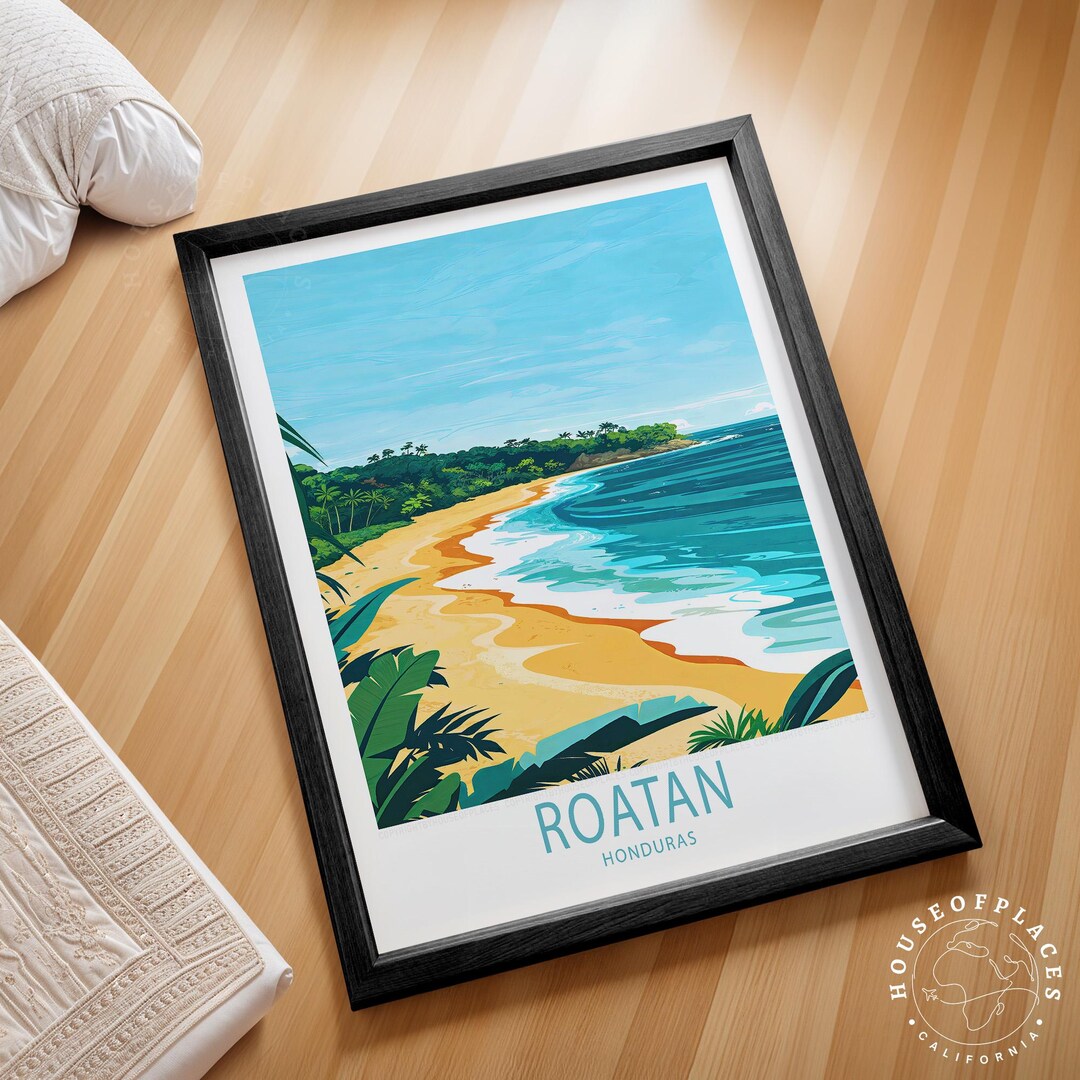 Roatan Island Travel Poster, Roatan Honduras Travel Print, Honduras ...