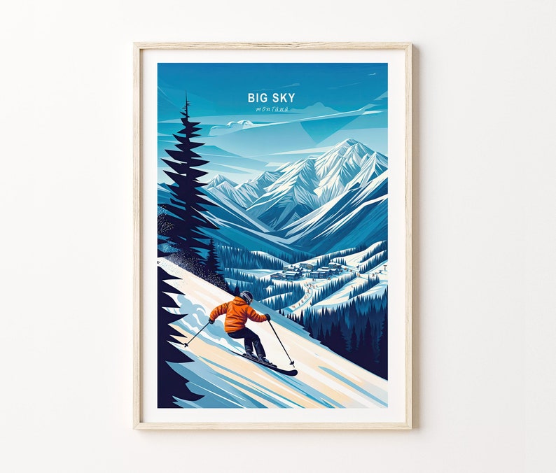 Big Sky Montana Custom Travel Poster, Montana Winter Print ,big Sky ...
