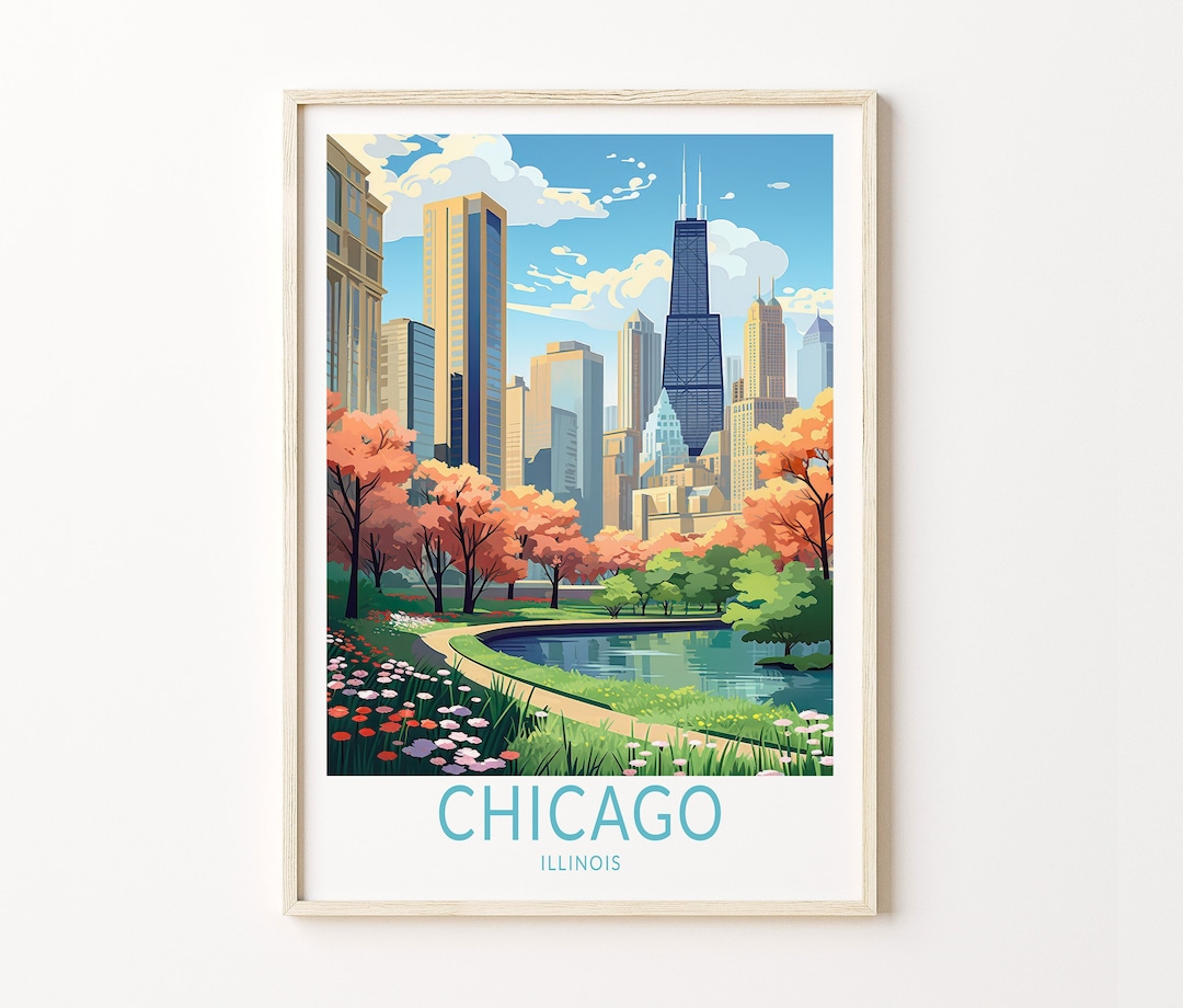 Chicago Travel Poster, Chicago Poster Print, Chicago City Wall Art ...
