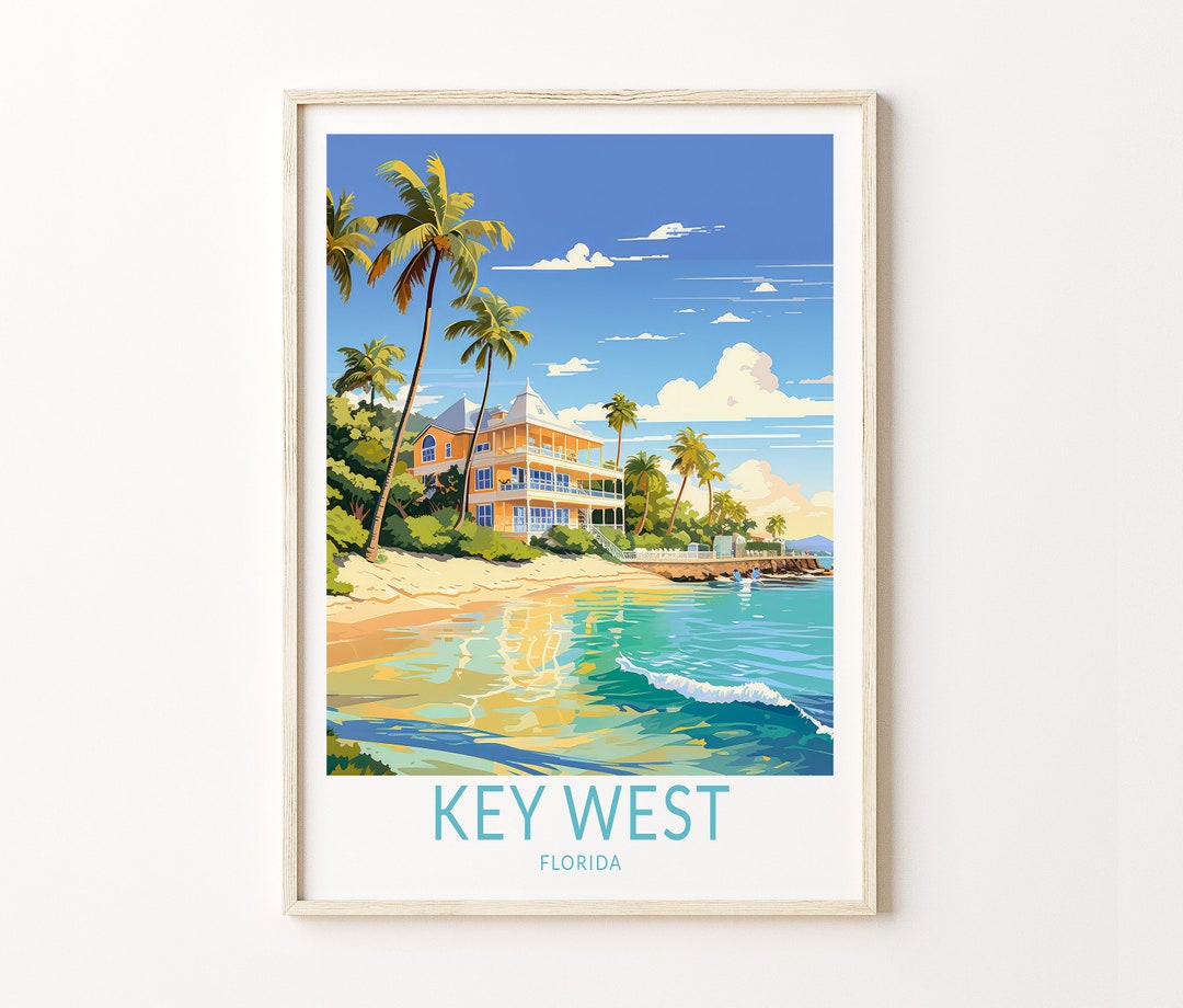 Key West Travel Poster, Florida Key West Print, Key West Custom Travel ...