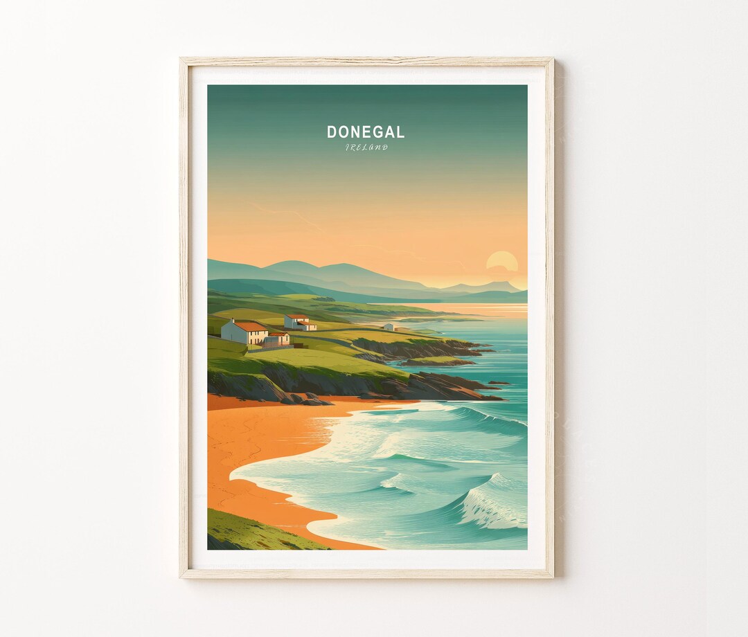 Donegal Travel Poster, Ireland Sunset Wall Art, Donegal Print, Home ...