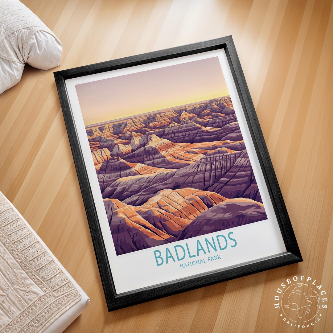 Badlands National Park Travel Print, National Park Travel Wall Art ...