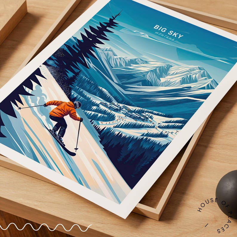 Big Sky Montana Custom Travel Poster, Montana Winter Print ,big Sky ...