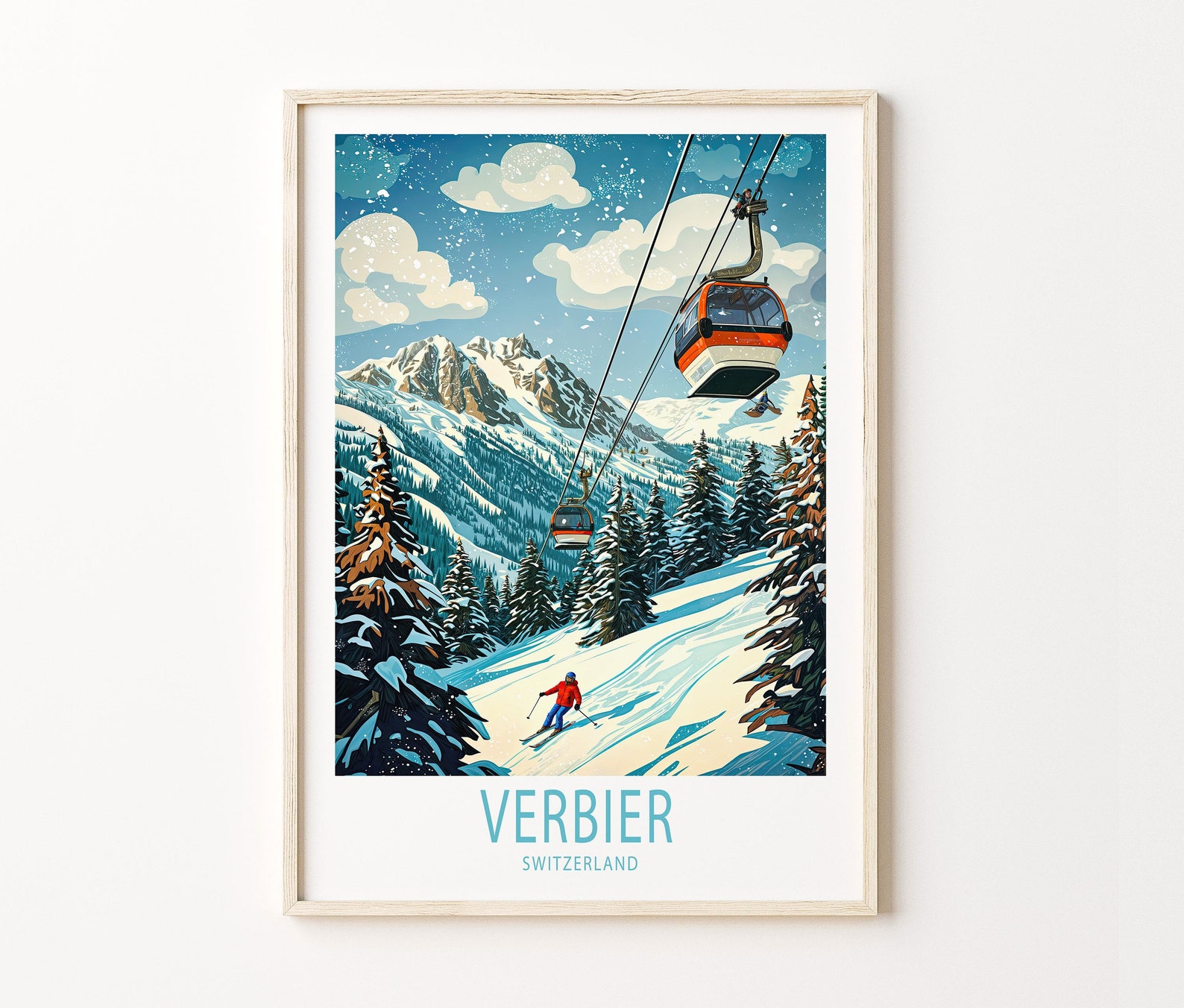 Verbier Travel Poster, Switzerland Wall Art, Verbier Switzerland Ski ...