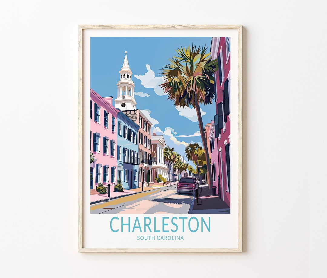 Charleston Travel Poster, South Carolina Travel Wall Art, Charleston ...