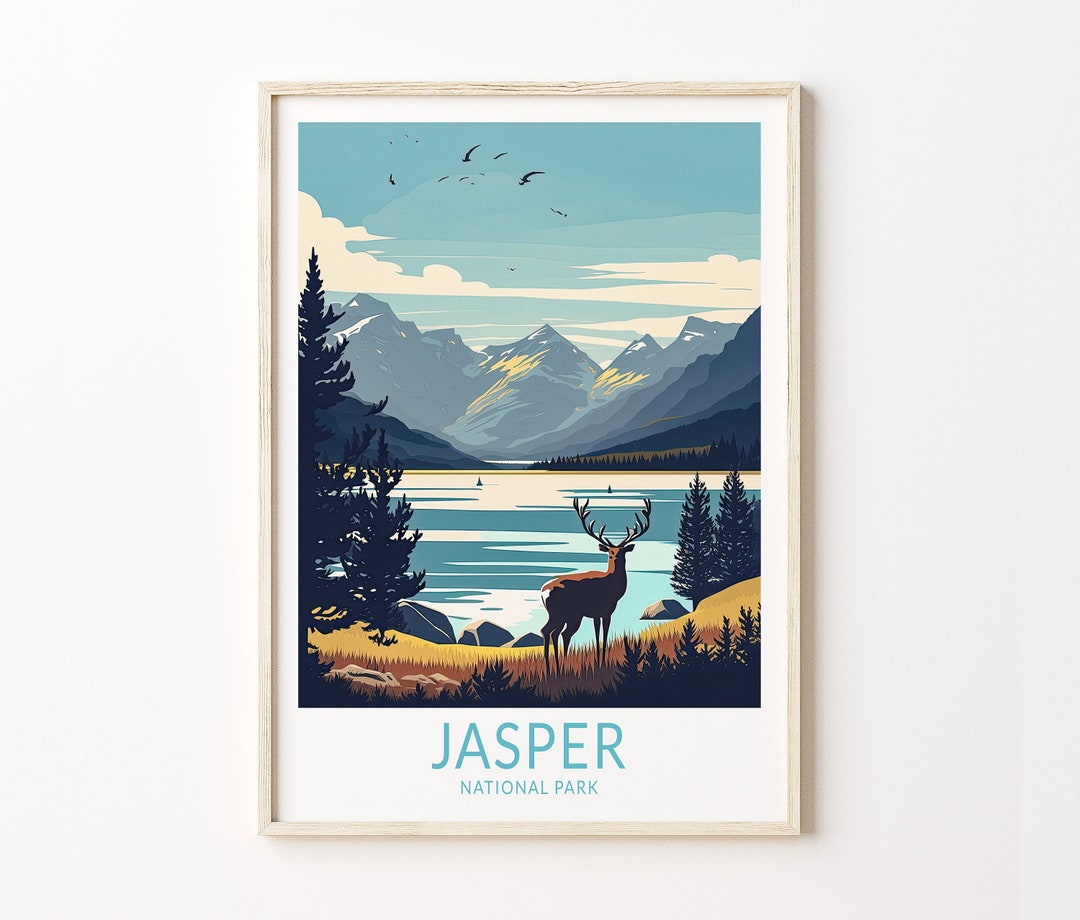 Jasper National Park Travel Poster Wall Art, Jasper Canada Poster ...