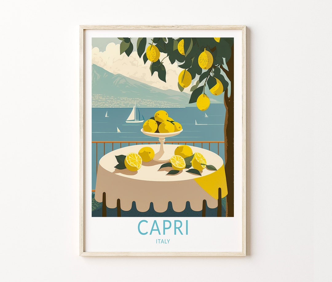 Capri Travel Print, Italy Capri Lemons Travel Poster, Travel Wall Art ...