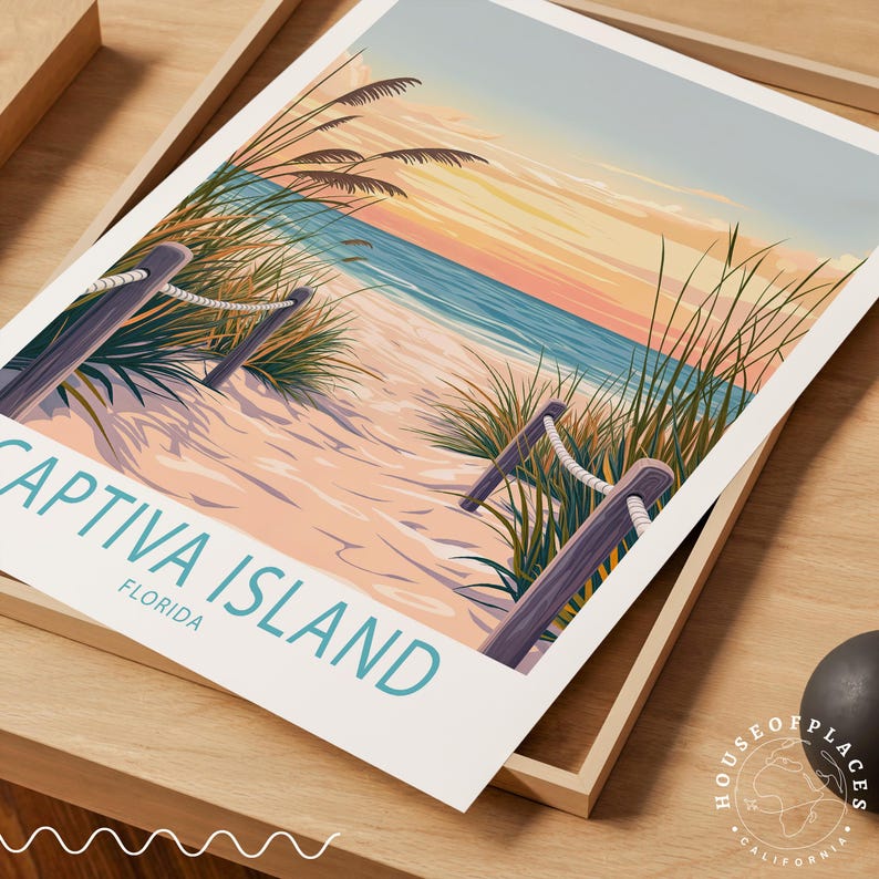Captiva Island Florida Travel Poster, Florida Wall Art Print, Captiva ...