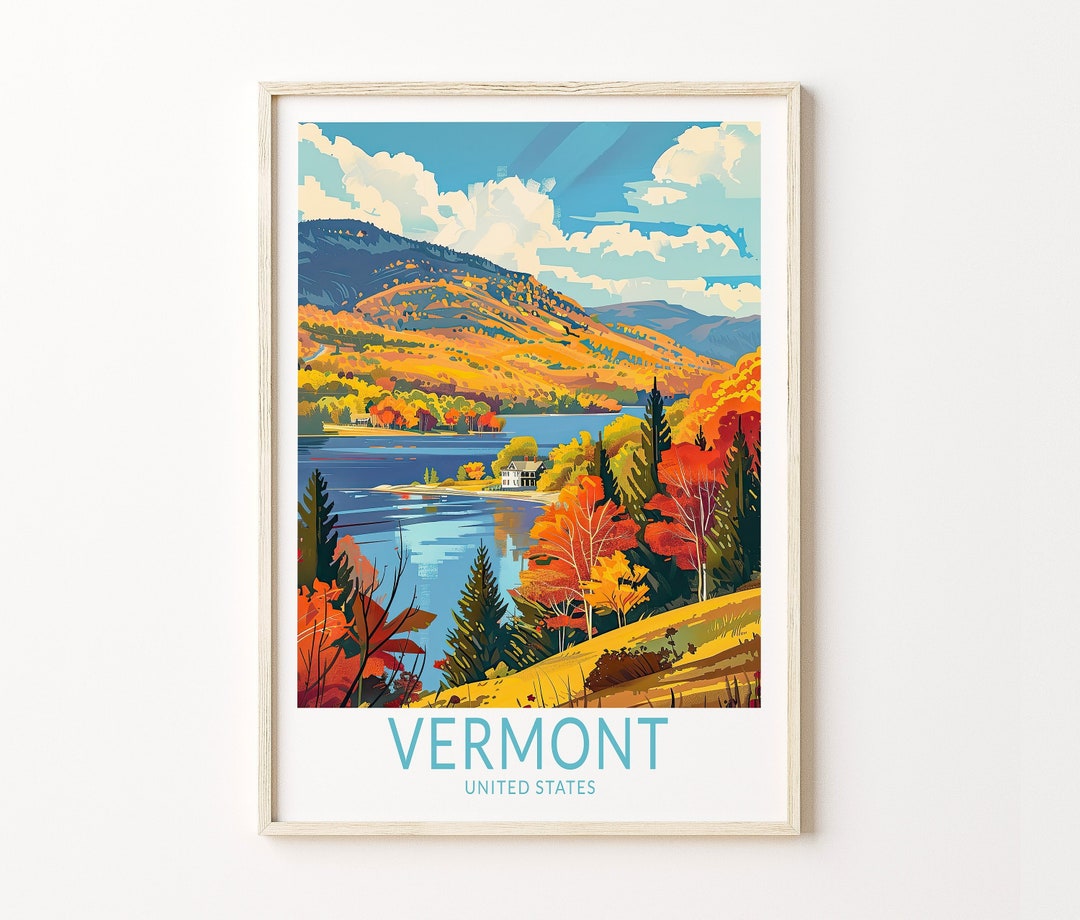 Vermont USA Poster, USA Wall Art, Vermont USA Travel Postcard, Custom ...
