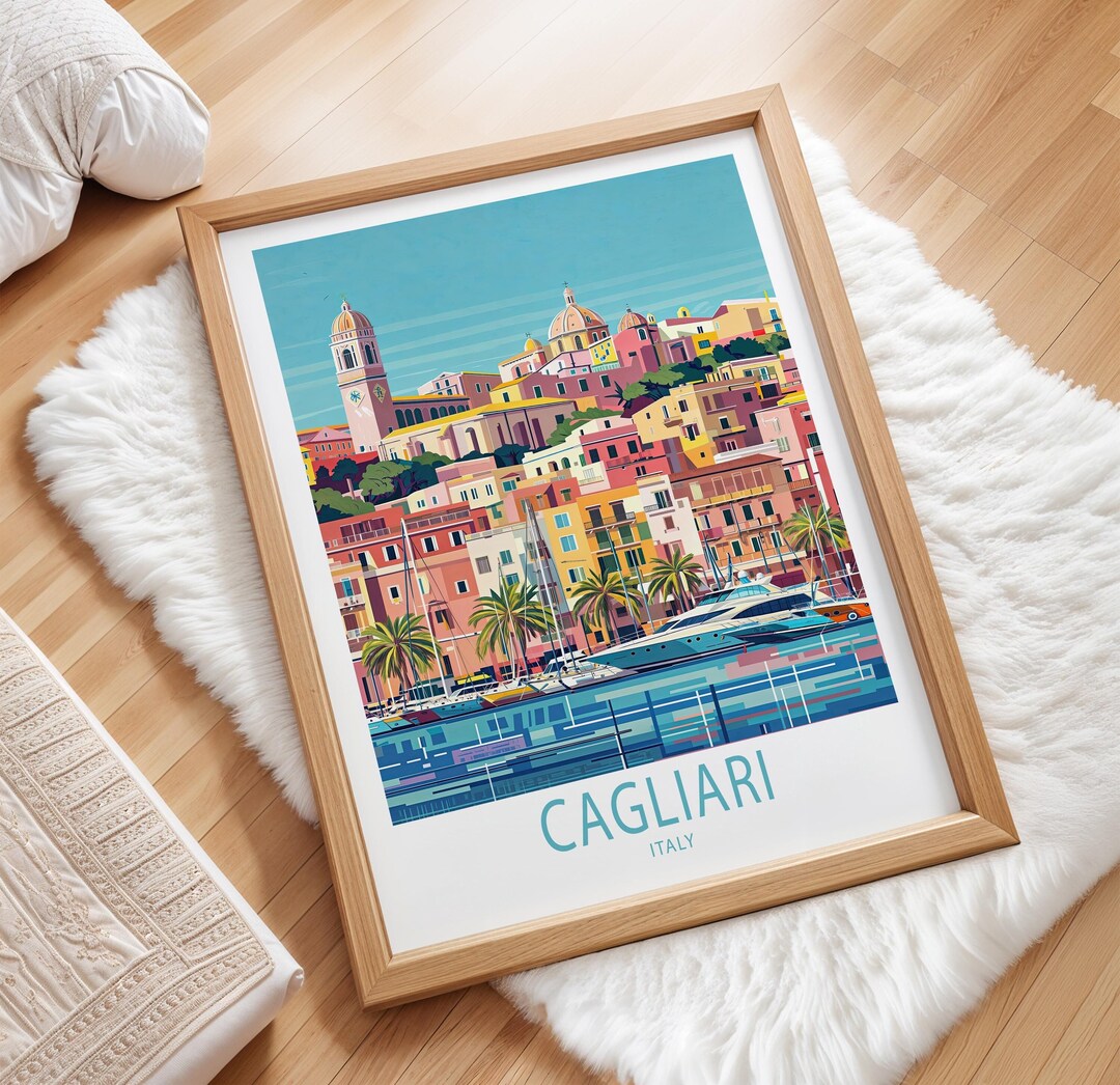 Cagliari Italy Travel Poster, Cagliari City Wall Art, Sardinia Cagliari Travel Print ...