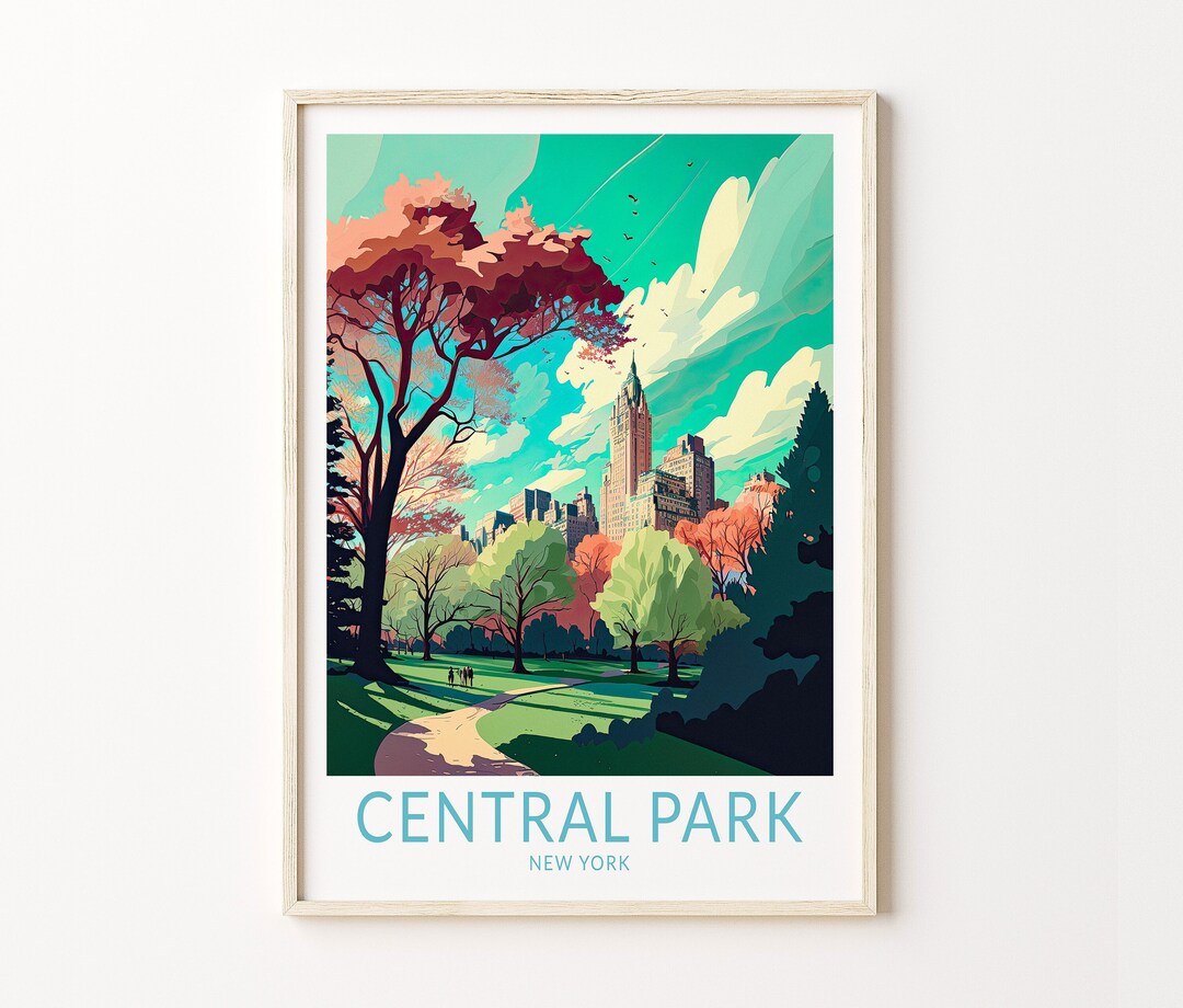 Central Park New York Travel Print, Central Park Travel Poster Print ...