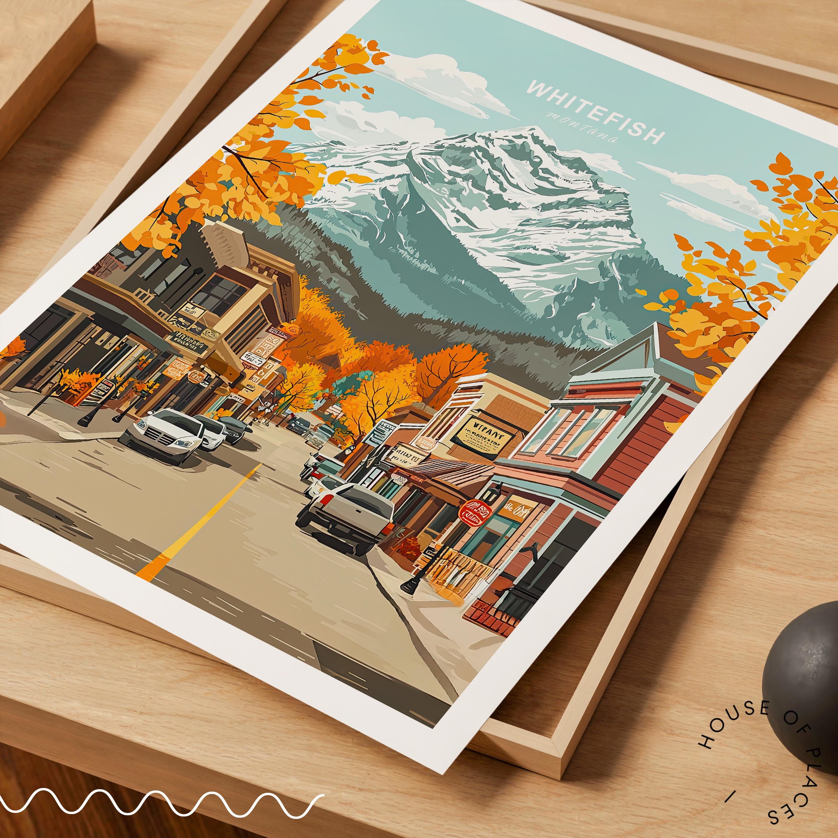 Whitefish Custom Travel Poster, Montana Travel Wall Art, Whitefish ...