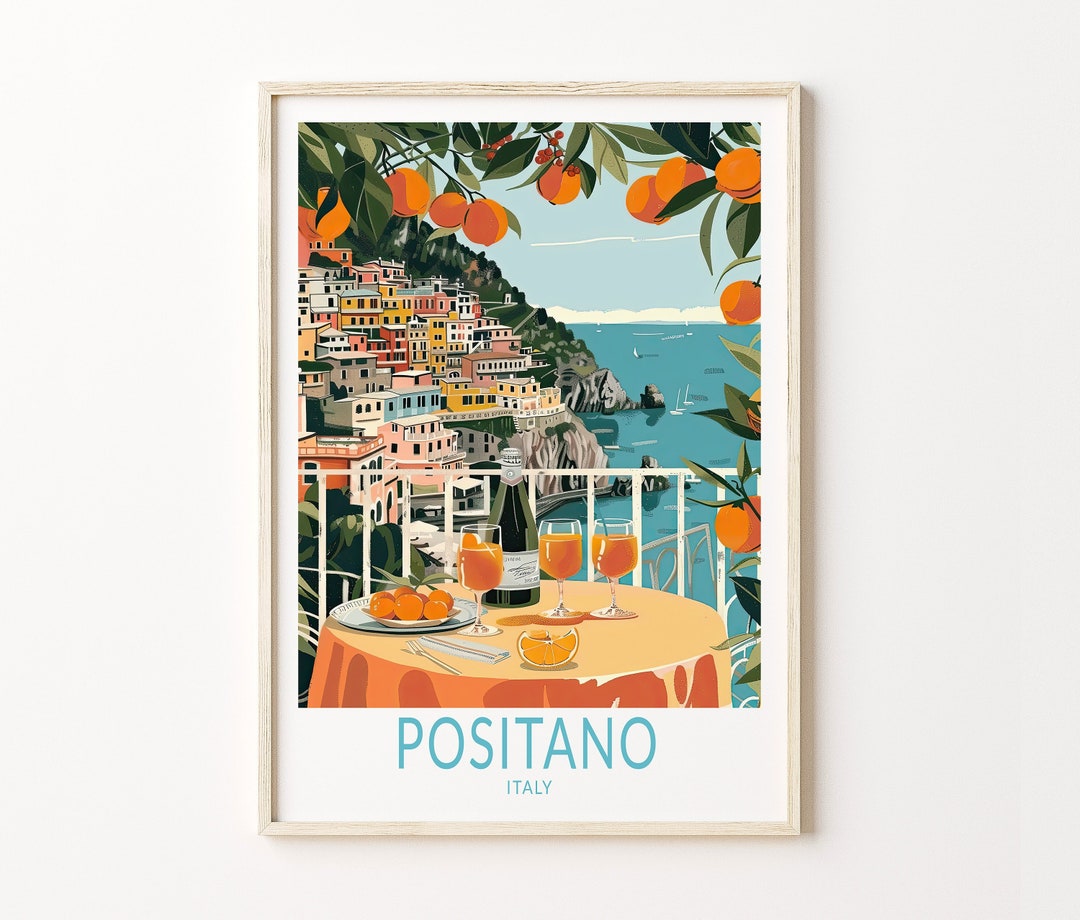 Positano Italy Travel Print, Italy Positano Wall Decor, Positano Orange ...