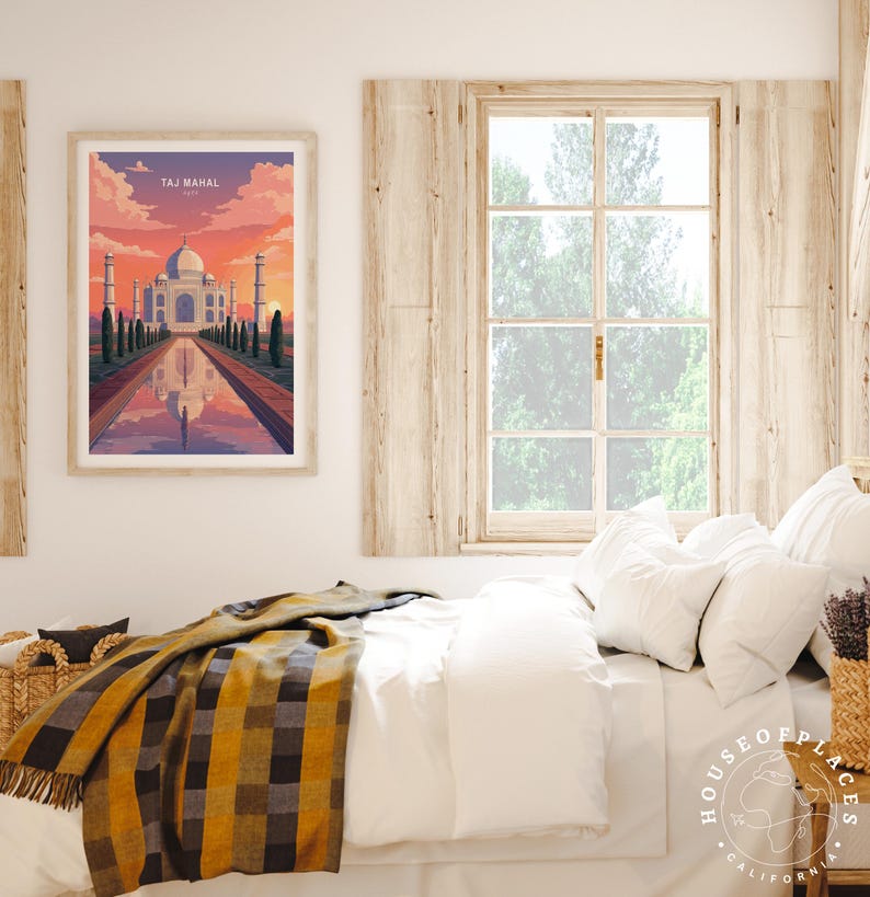 Taj Mahal India Travel Poster, Agra Wall Art, Taj Mahal India Print ...